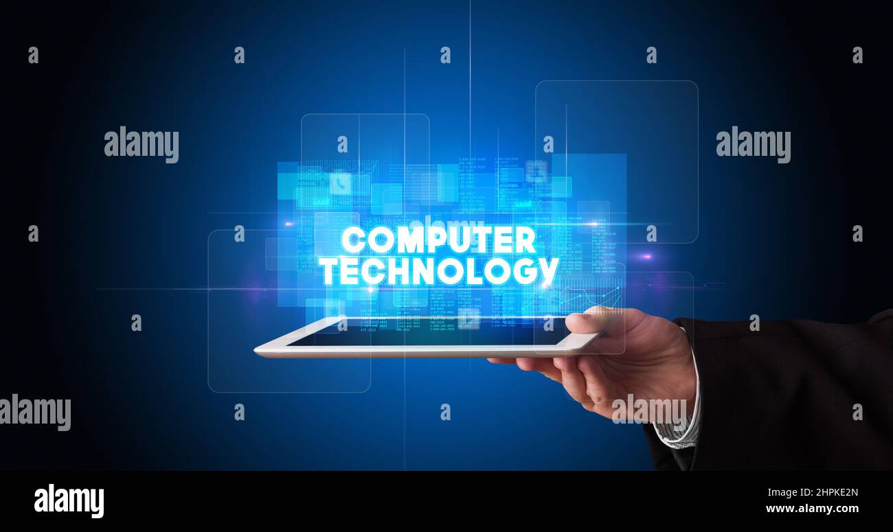 Person holding tablet, technology concept Stock Photo - Alamy