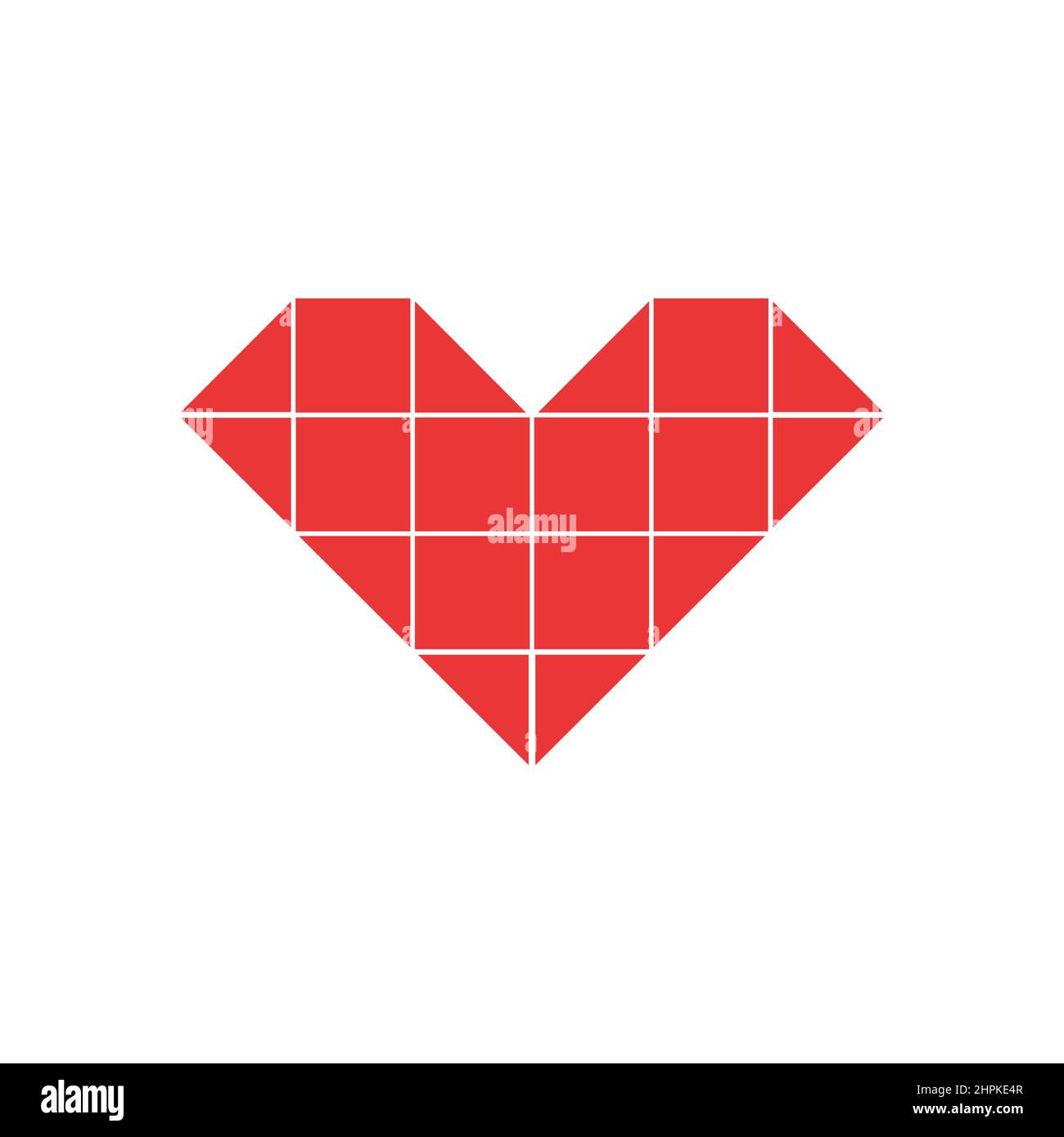 Red simple heart drom pixels squares and triangles . Vector ...