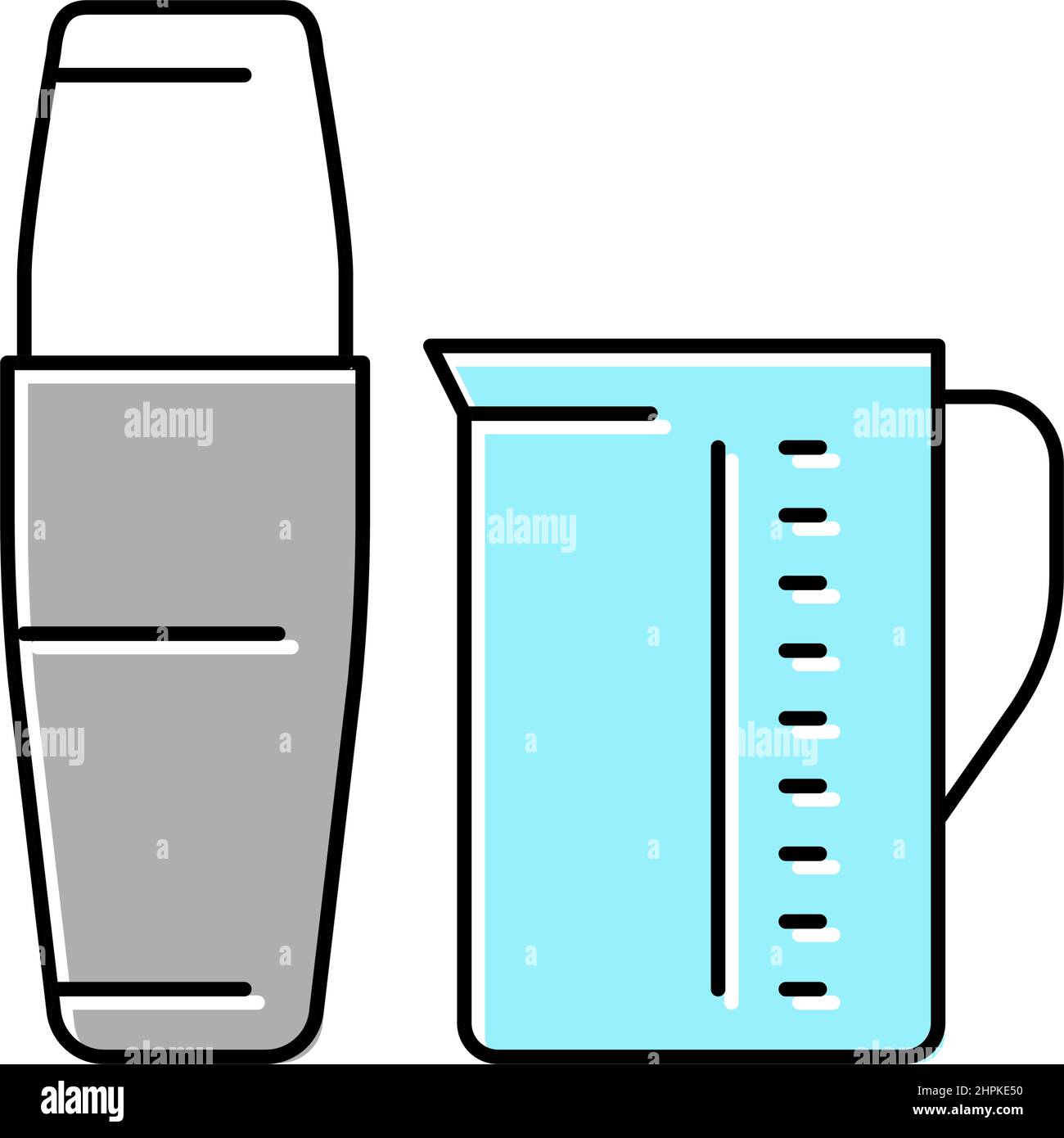 measuring cup and mixer for make coffee cocktail color icon vector ...