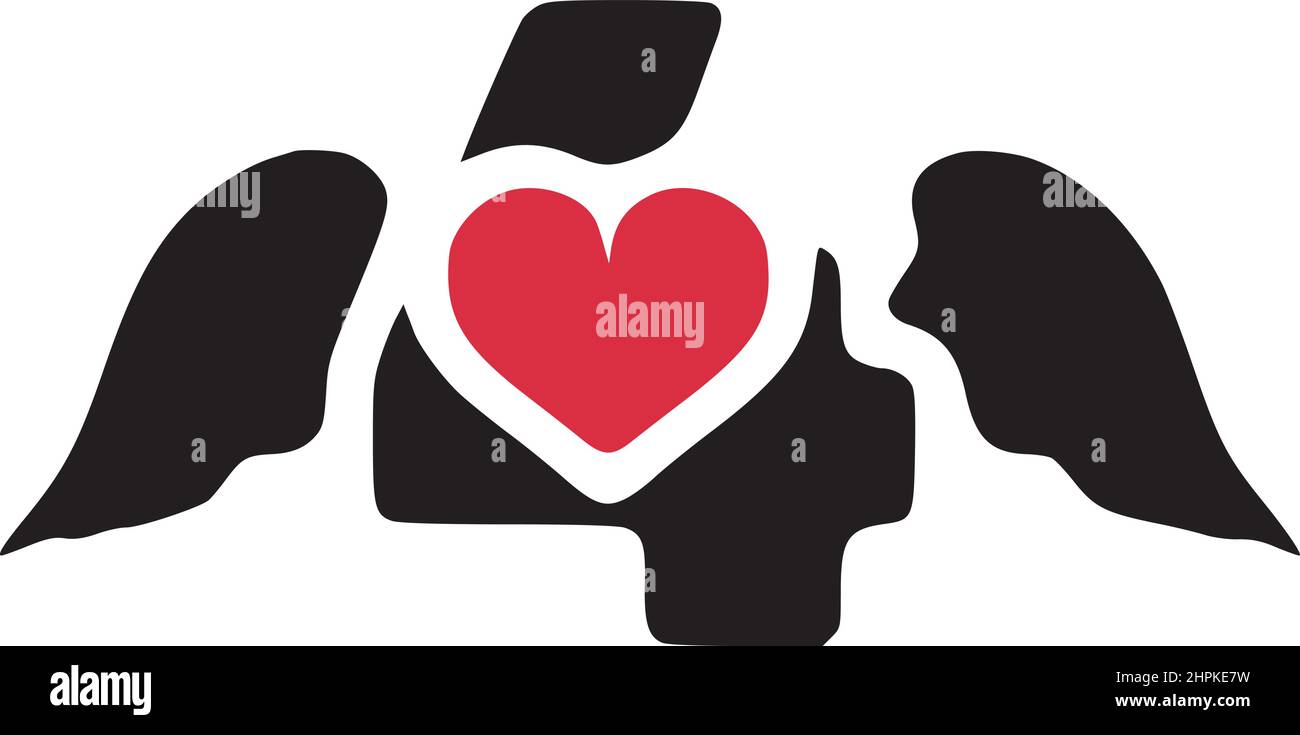 Number 4 with wings and heart symbol doodle icon Stock Vector Image ...