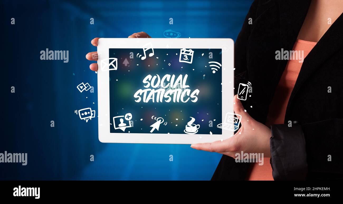 Person holding tablet, social network concept Stock Photo - Alamy