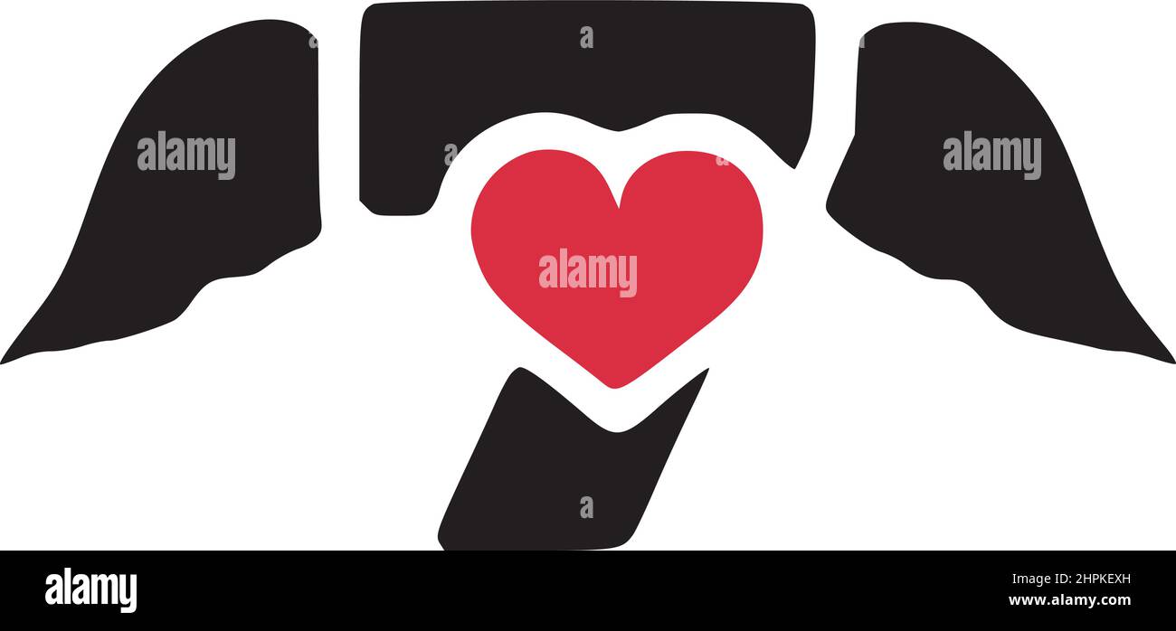 Number 7 with wings and heart symbol doodle icon Stock Vector Image ...