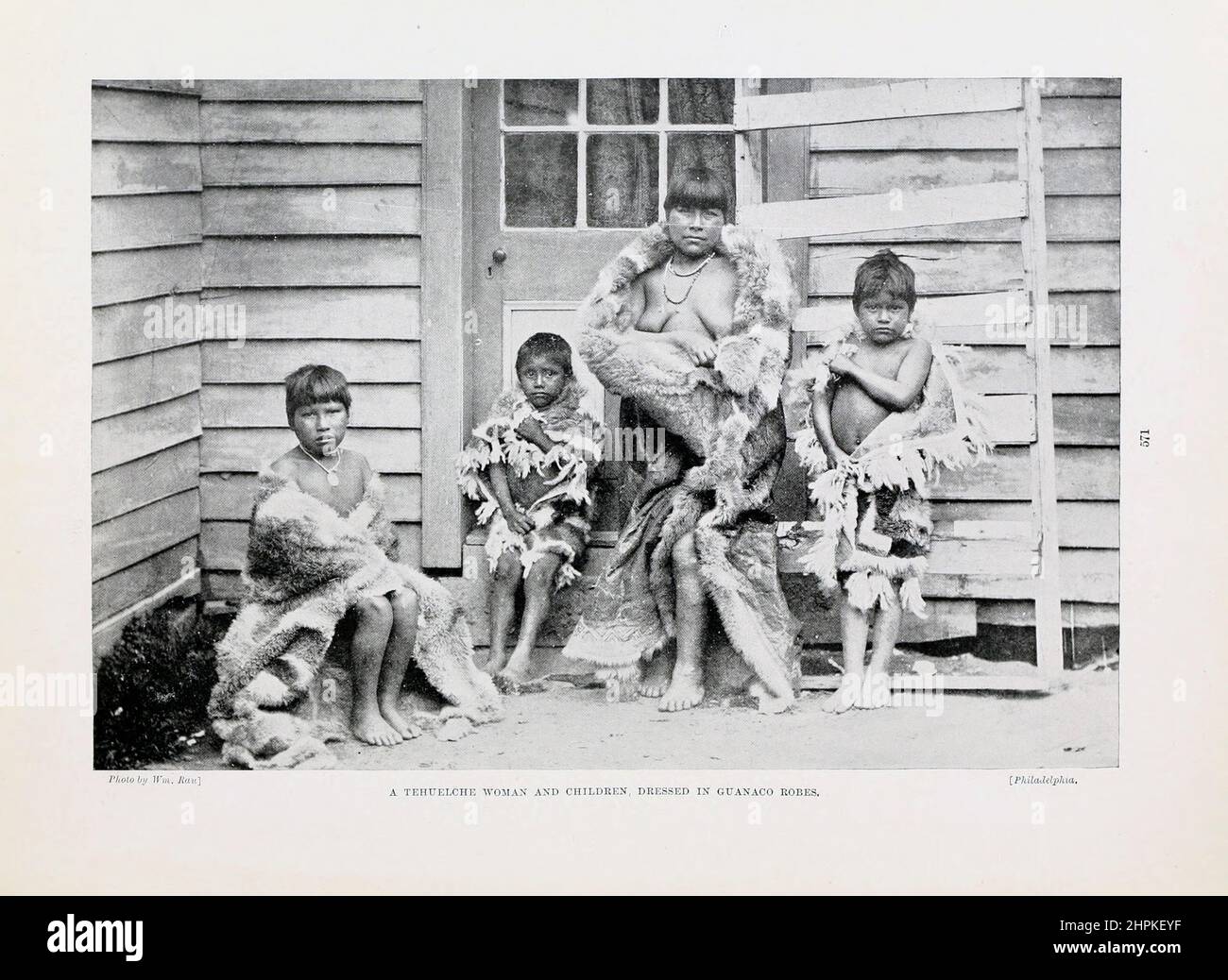 A Tehuelche woman and children, dressed in guanaco robes The Aónikenk ...