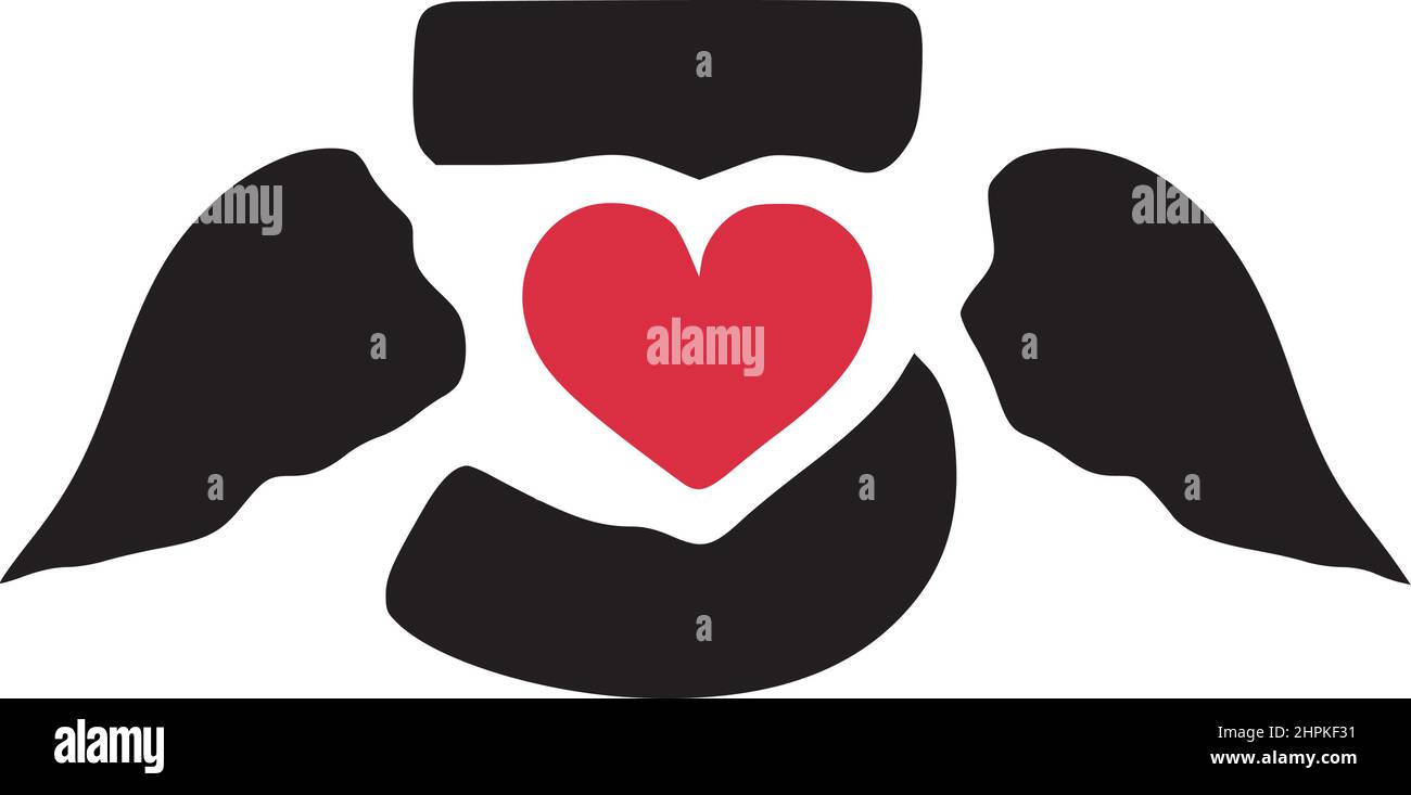Number 3 with wings and heart symbol doodle icon Stock Vector Image ...