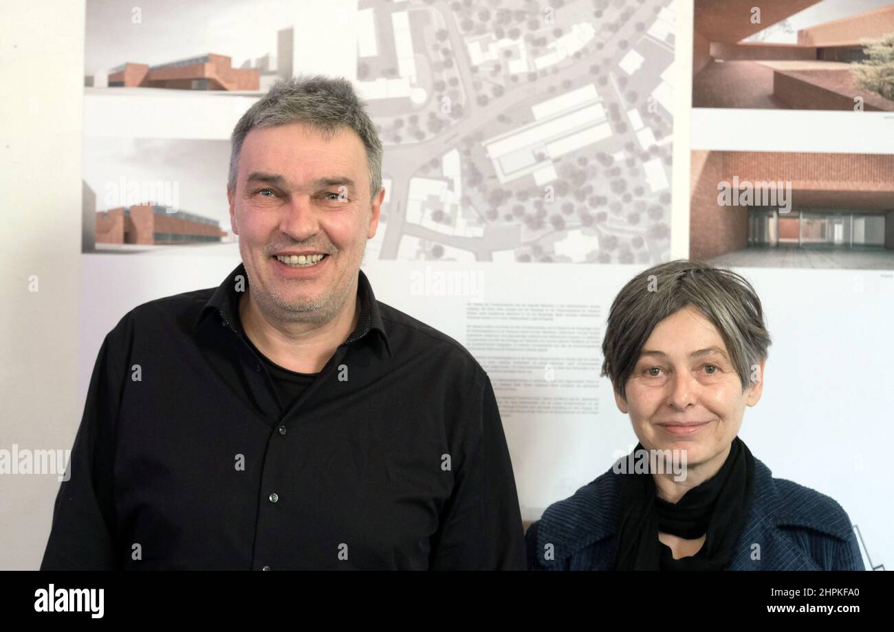 Halle, Germany. 22nd Feb, 2022. Architects Stefan Burger and Birgit ...