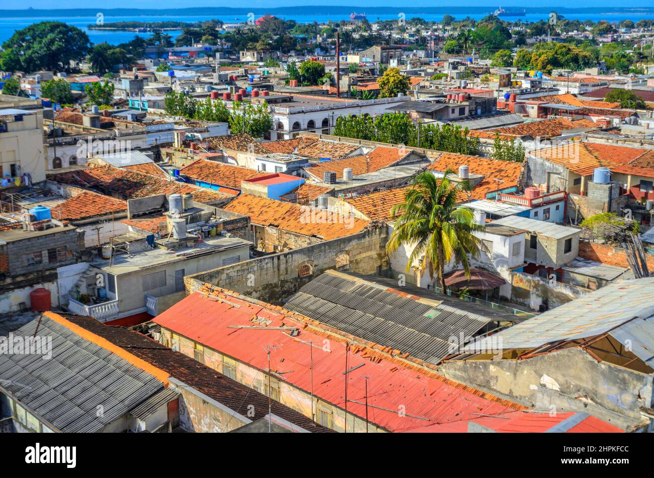 aerial view of the port city, Cuba Stock Photo - Alamy