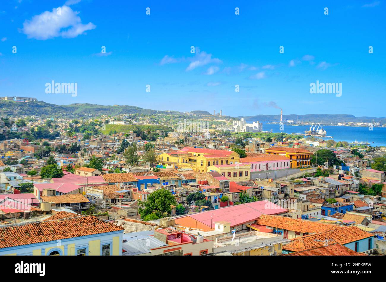 aerial view of the old Caribbean city port Stock Photo - Alamy