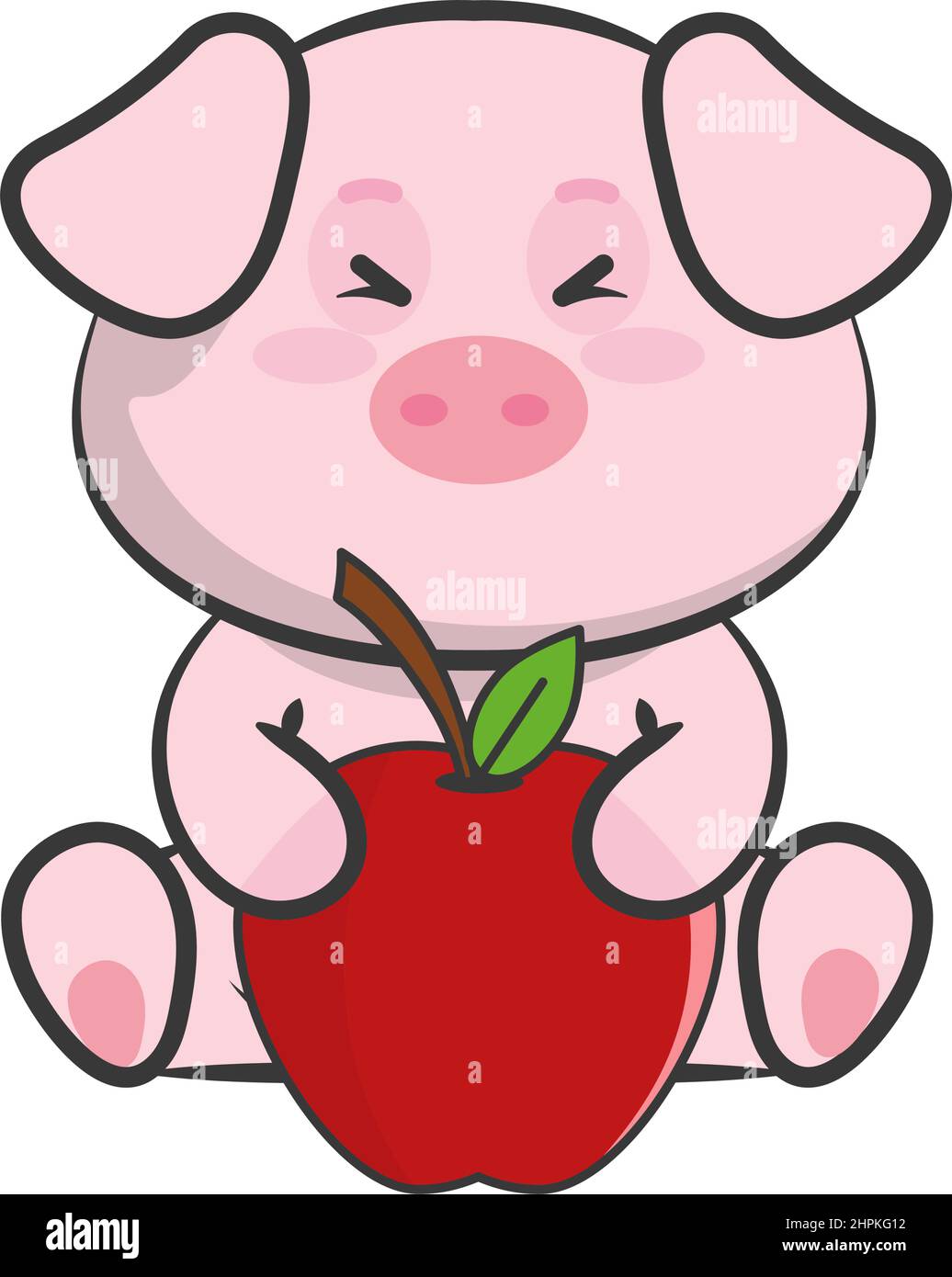 cute pig with apple Stock Vector Image & Art - Alamy