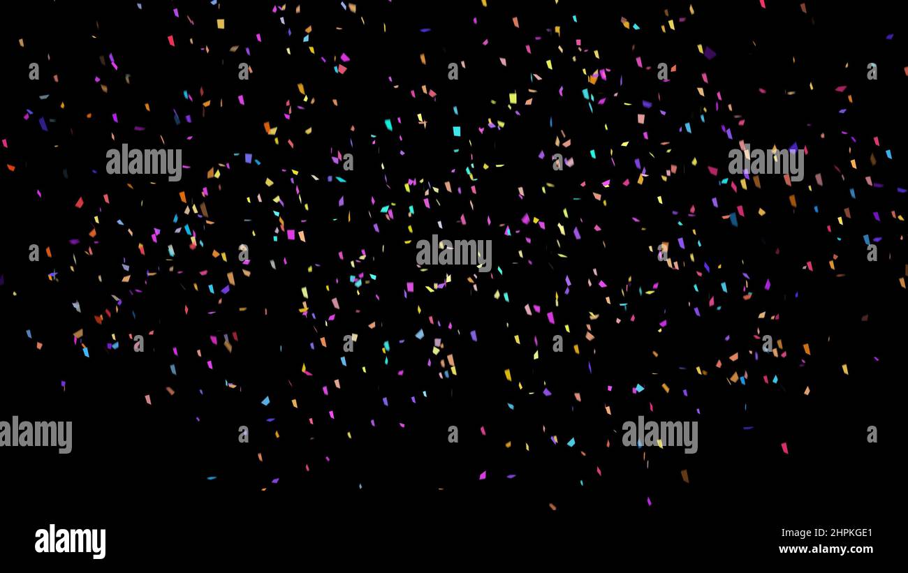Multicolored confetti exploding on a black background with copy space. 3d rendering Stock Photo ...
