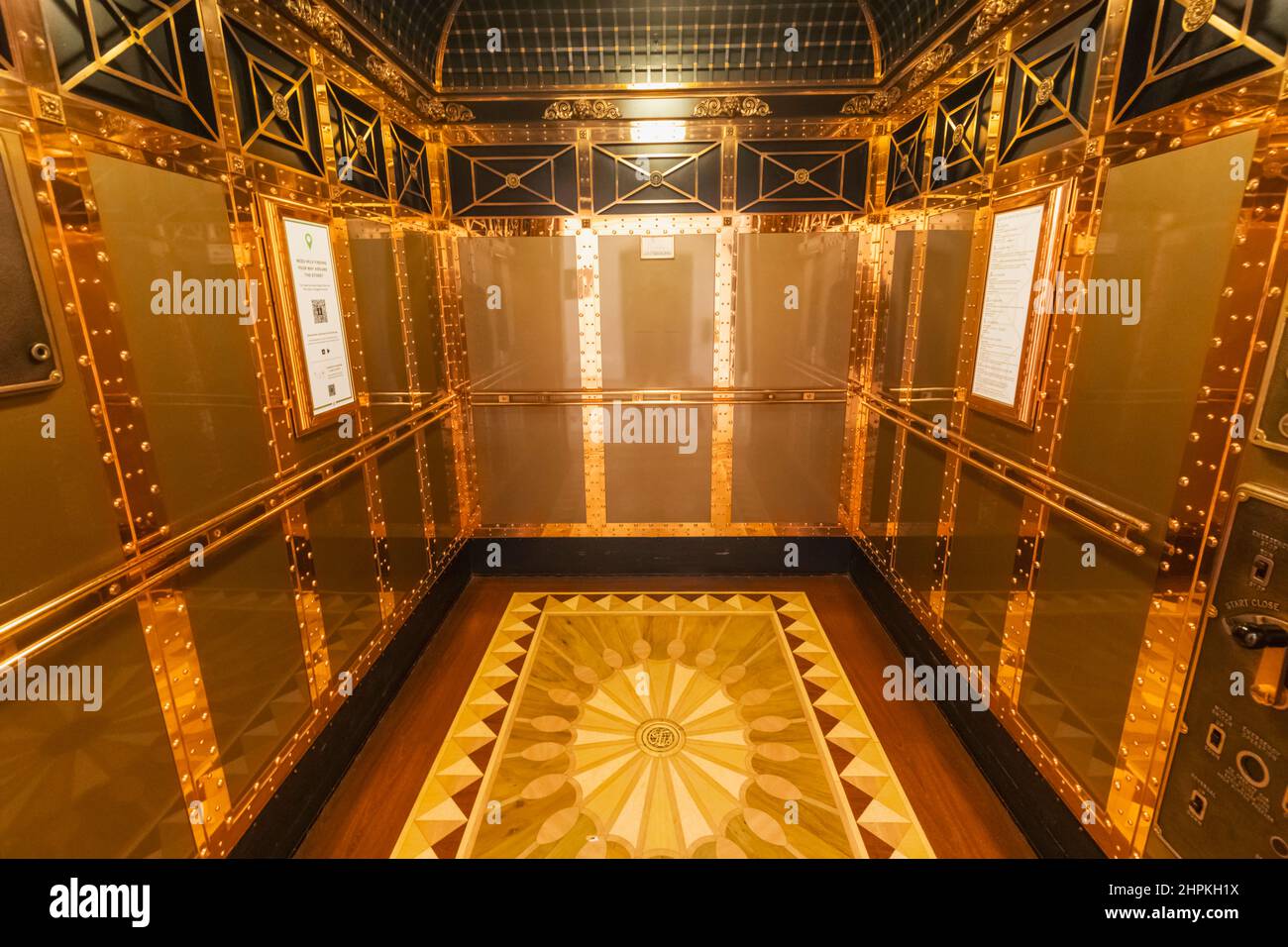 England, London, Knightsbridge, Harrods Department Store, Lift Interior ...