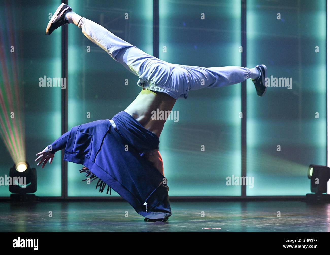 Berlin, Germany. 22nd Feb, 2022. A dancer from the street dance crew ...