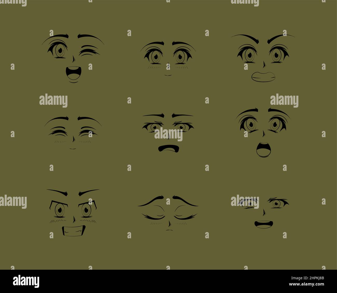 anime expressions icons Stock Vector Image & Art - Alamy