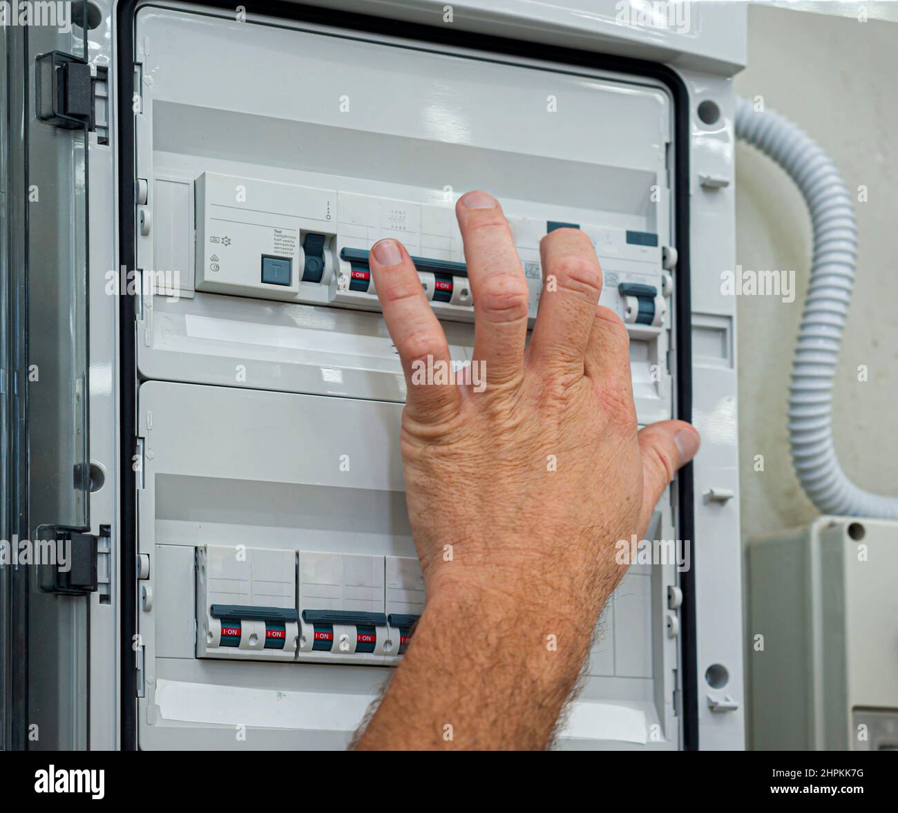 Turning off the power is testing electrical equipment Stock Photo - Alamy