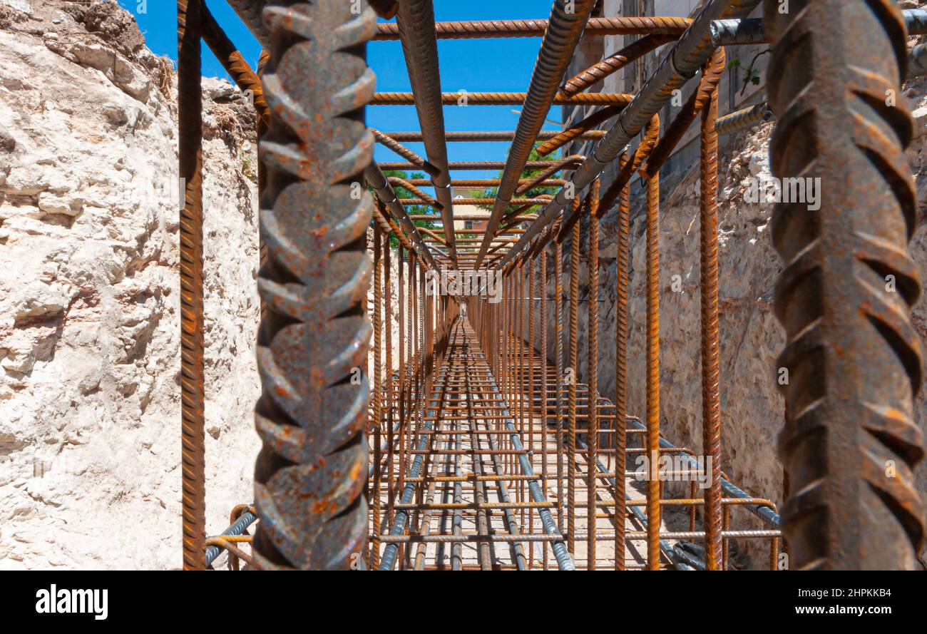 Design of reinforced concrete foundations. Constructed by workers ...