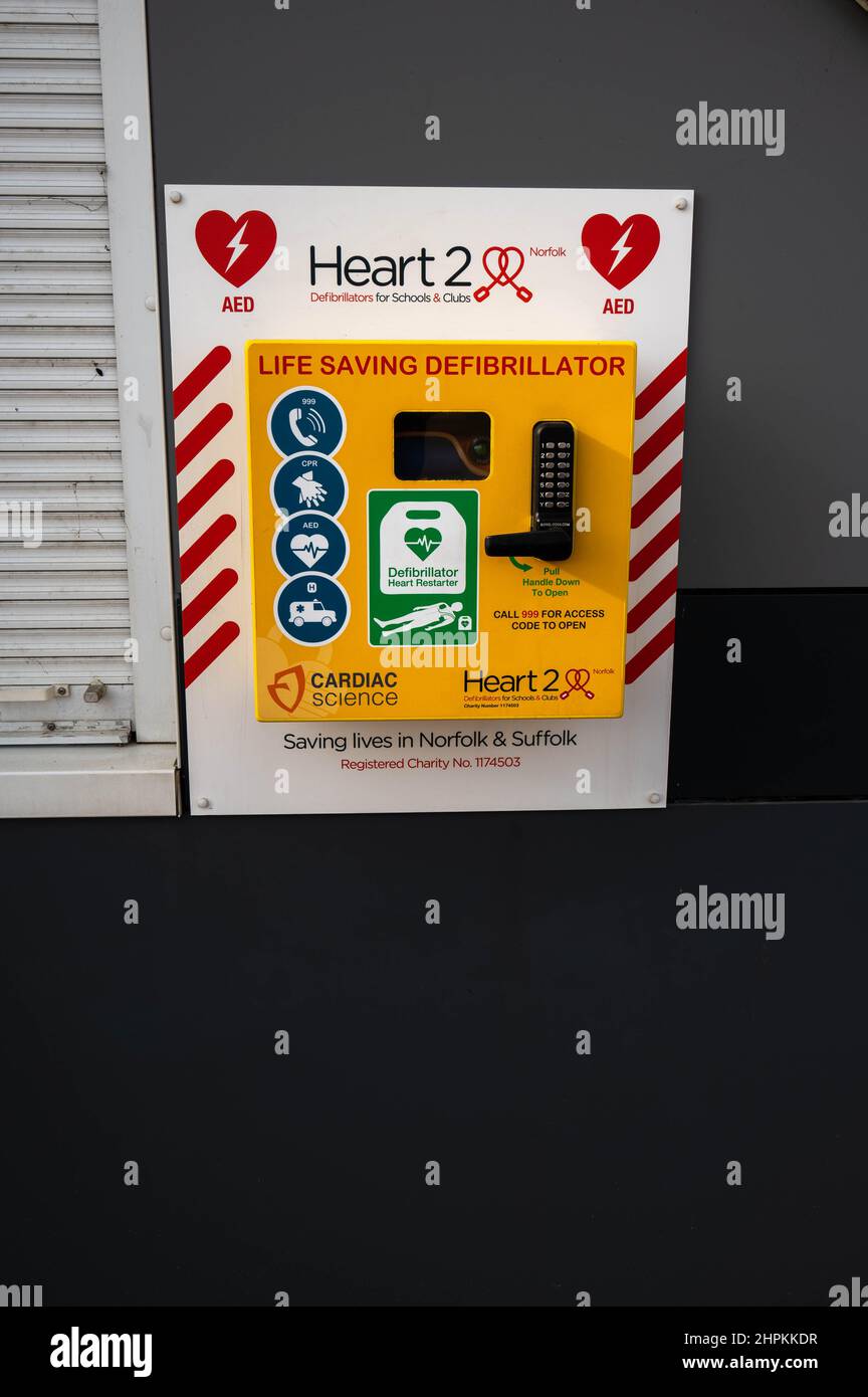 Public access Defibrillator at Great Yarmouth sea Front Stock Photo - Alamy