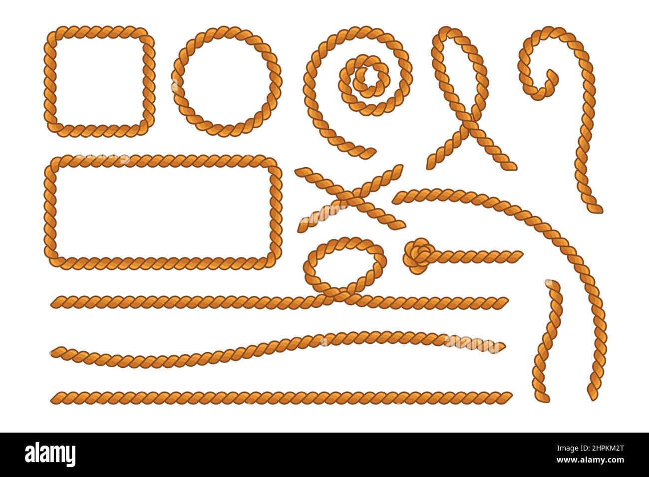 ropes of various shapes isolated on white background vector ...