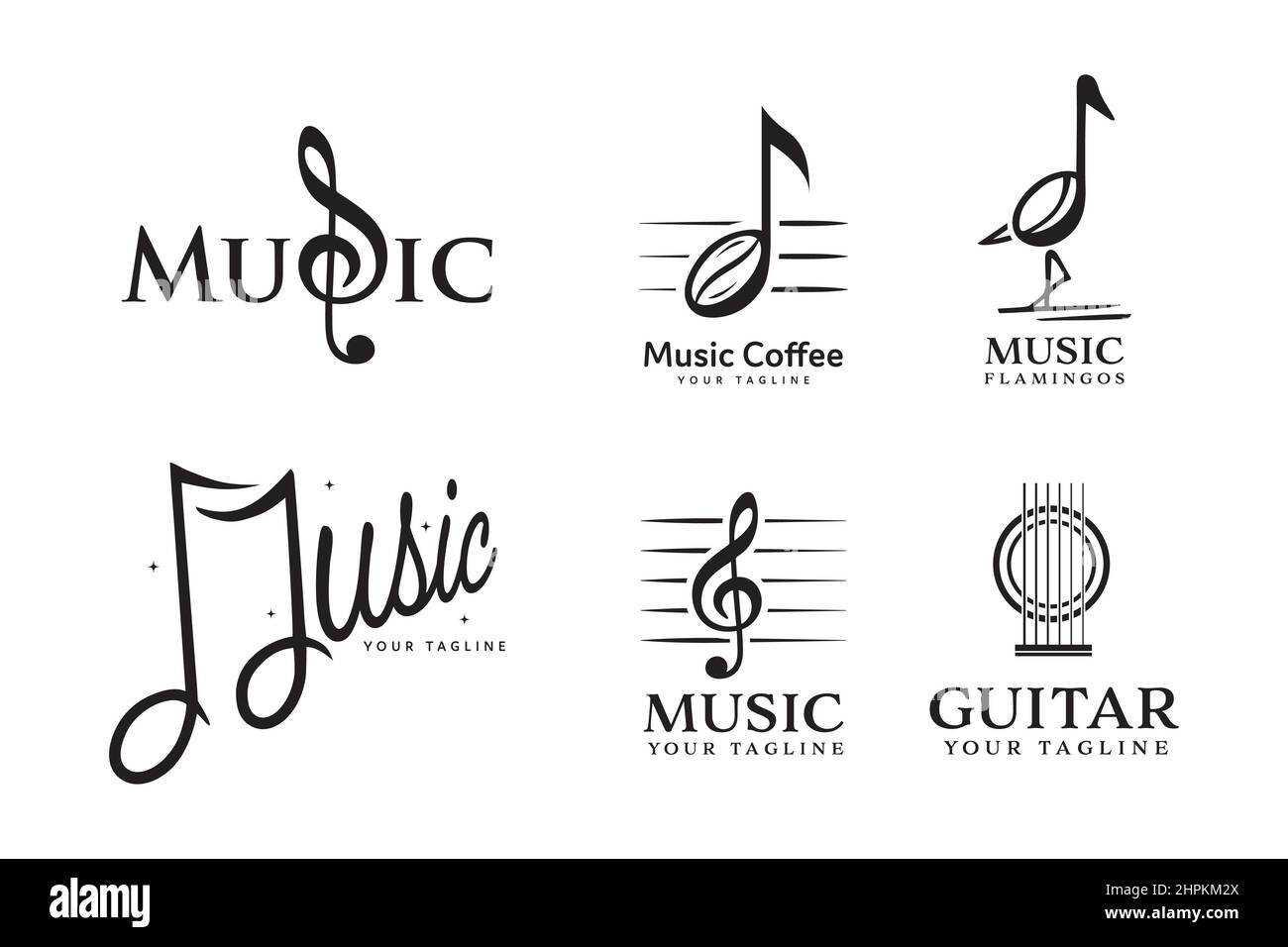 music logo collection monogram silhouette isolated on white background ...