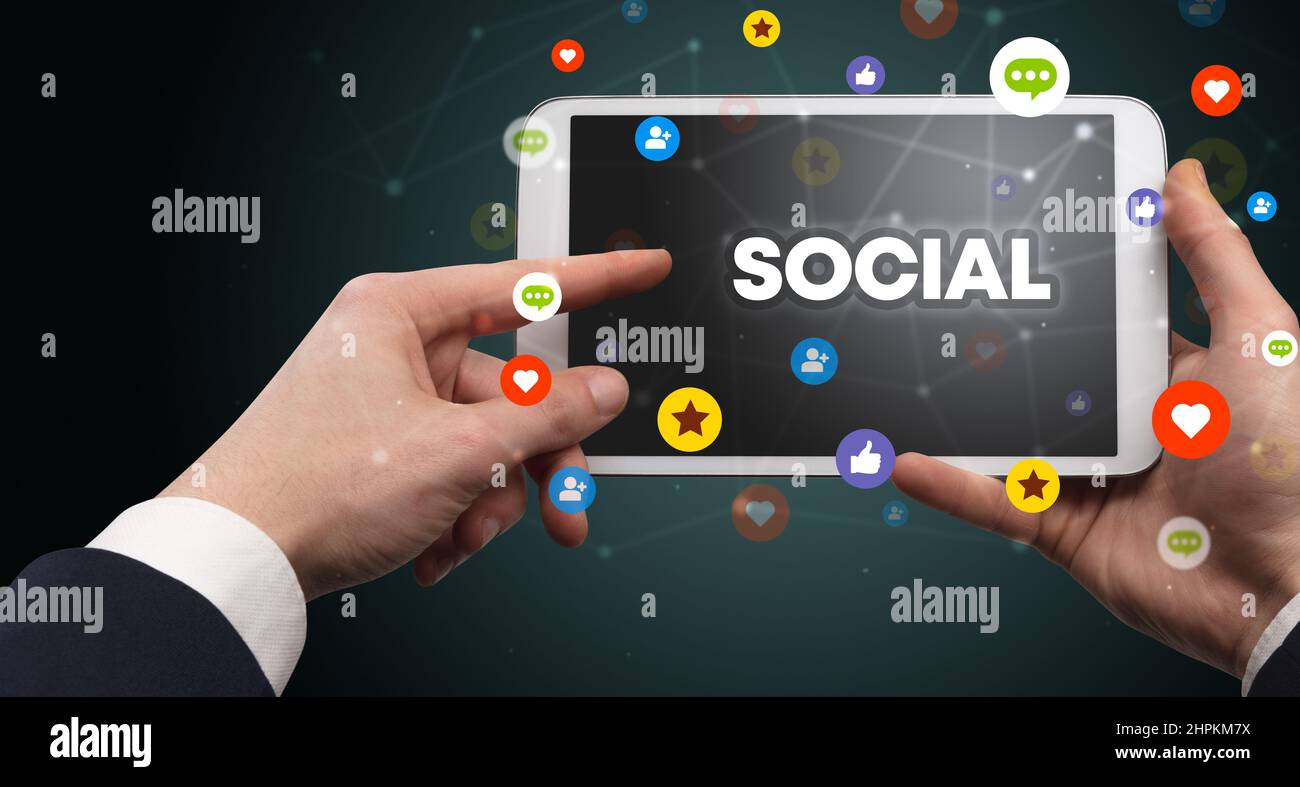 Close-up of a touchscreen, social media concept Stock Photo - Alamy