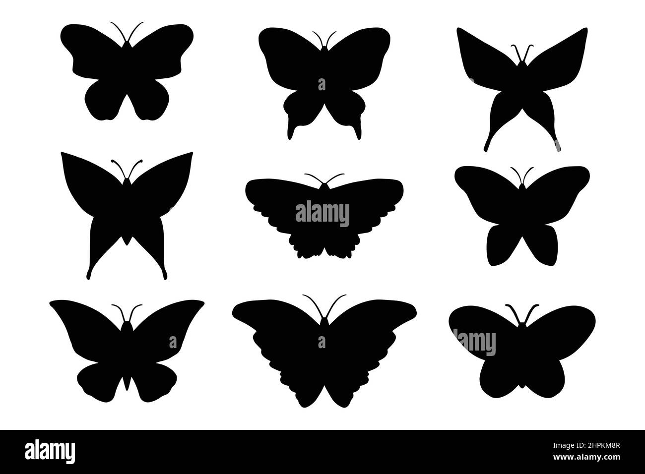 butterfly silhouette collection isolated on white background Stock ...
