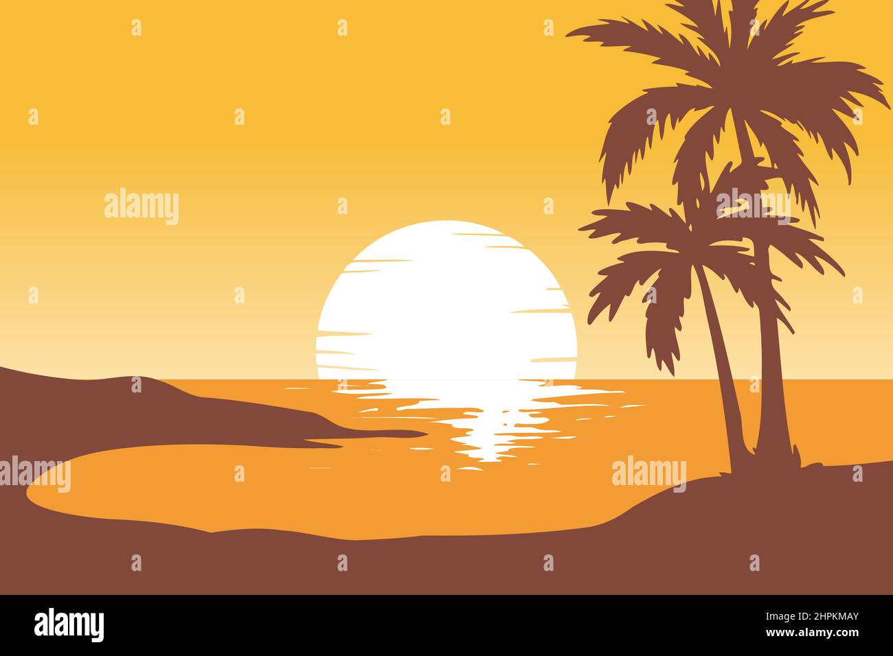 Beautiful sunset scenery tree Stock Vector Images - Alamy