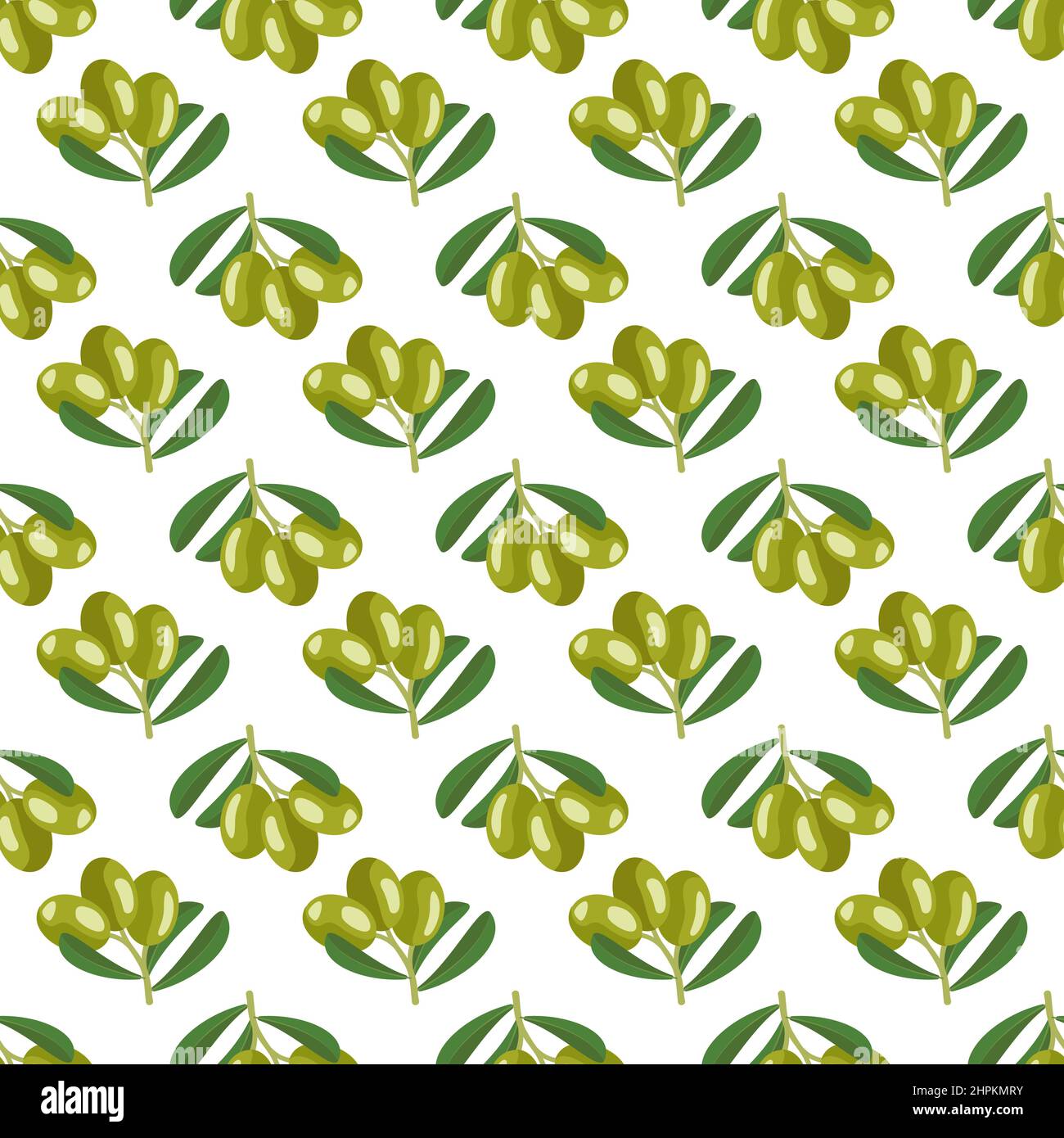 Seamless pattern with branch of green olives with fruits and leaves ...