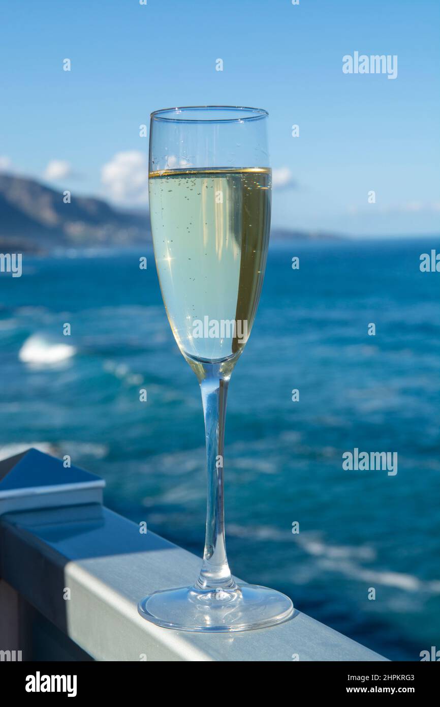 New year celebration with glasse of champagne or Spanish cava sparkling ...