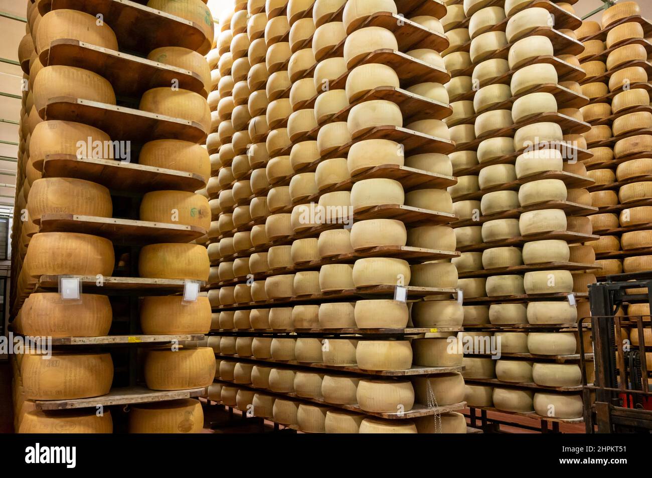 Process of making parmigiano-reggiano parmesan hard cheese on small ...