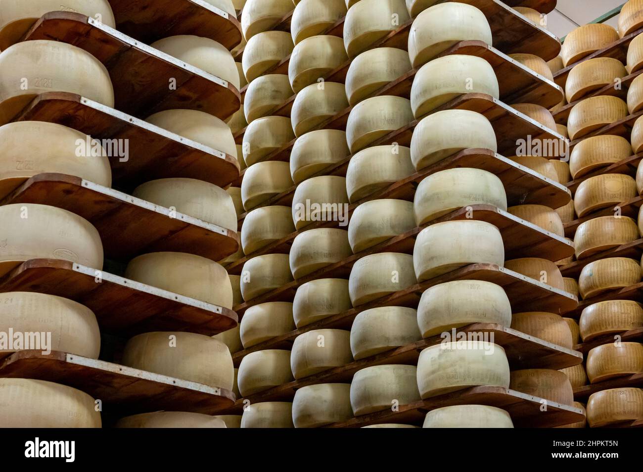 Process of making parmigiano-reggiano parmesan hard cheese on small ...