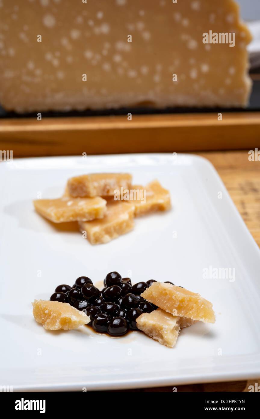 Tasting of 72 months very old Italian parmigiano-reggiano parmesan ...