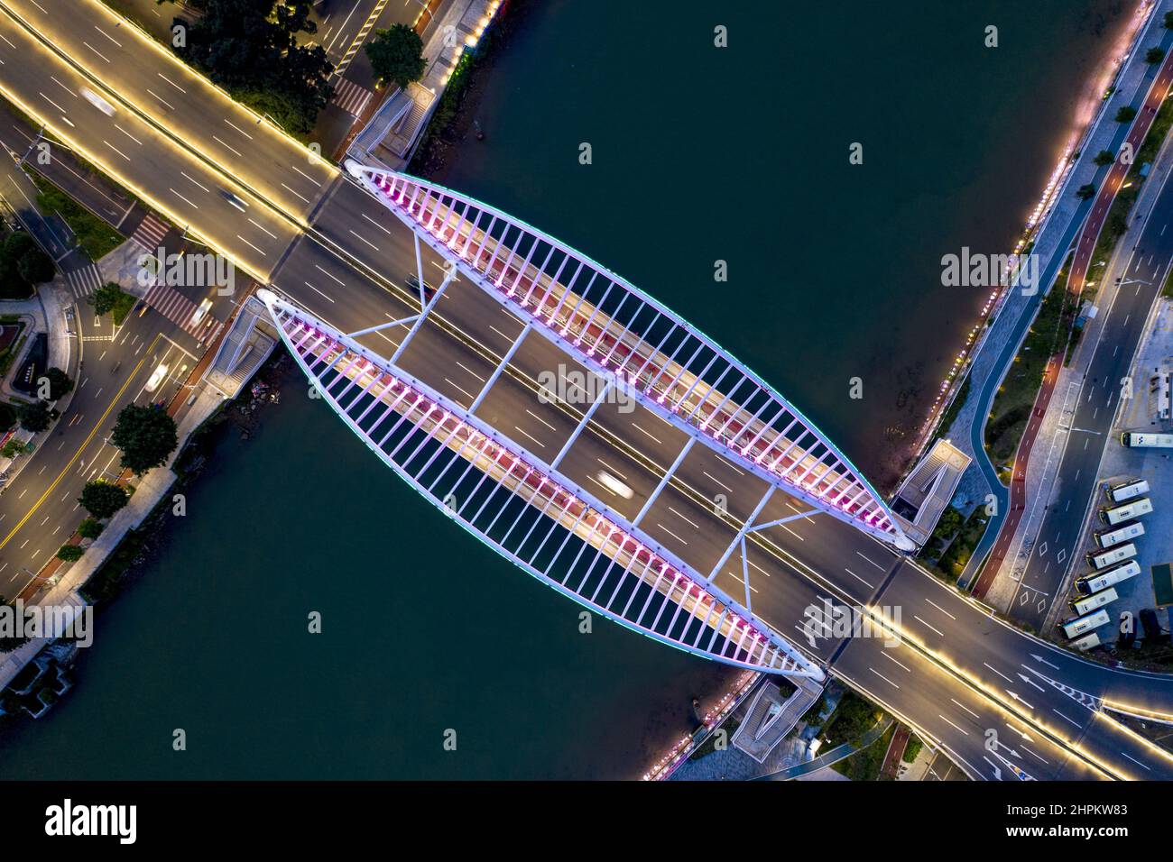 Jiangmen city skyline donghua bridge Stock Photo - Alamy