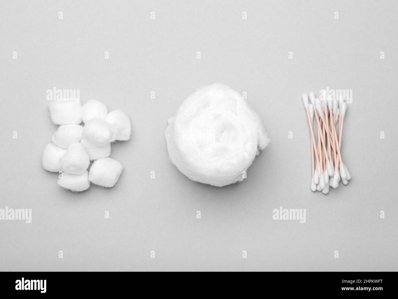 Soft cotton wool, balls and swabs on white background Stock Photo - Alamy