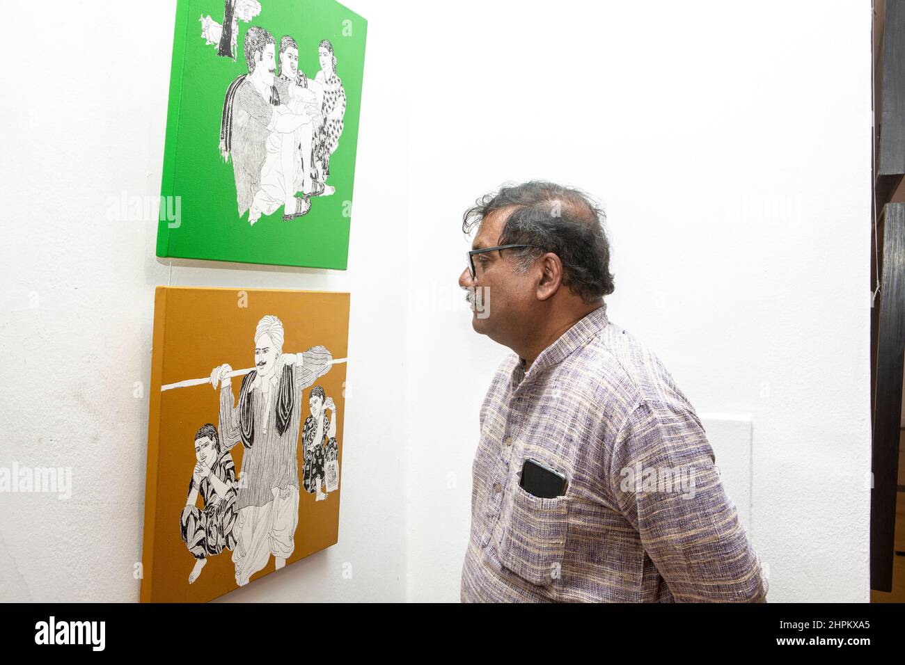 New Delhi, India, February 21st 2022: Famous and a senior painter ...