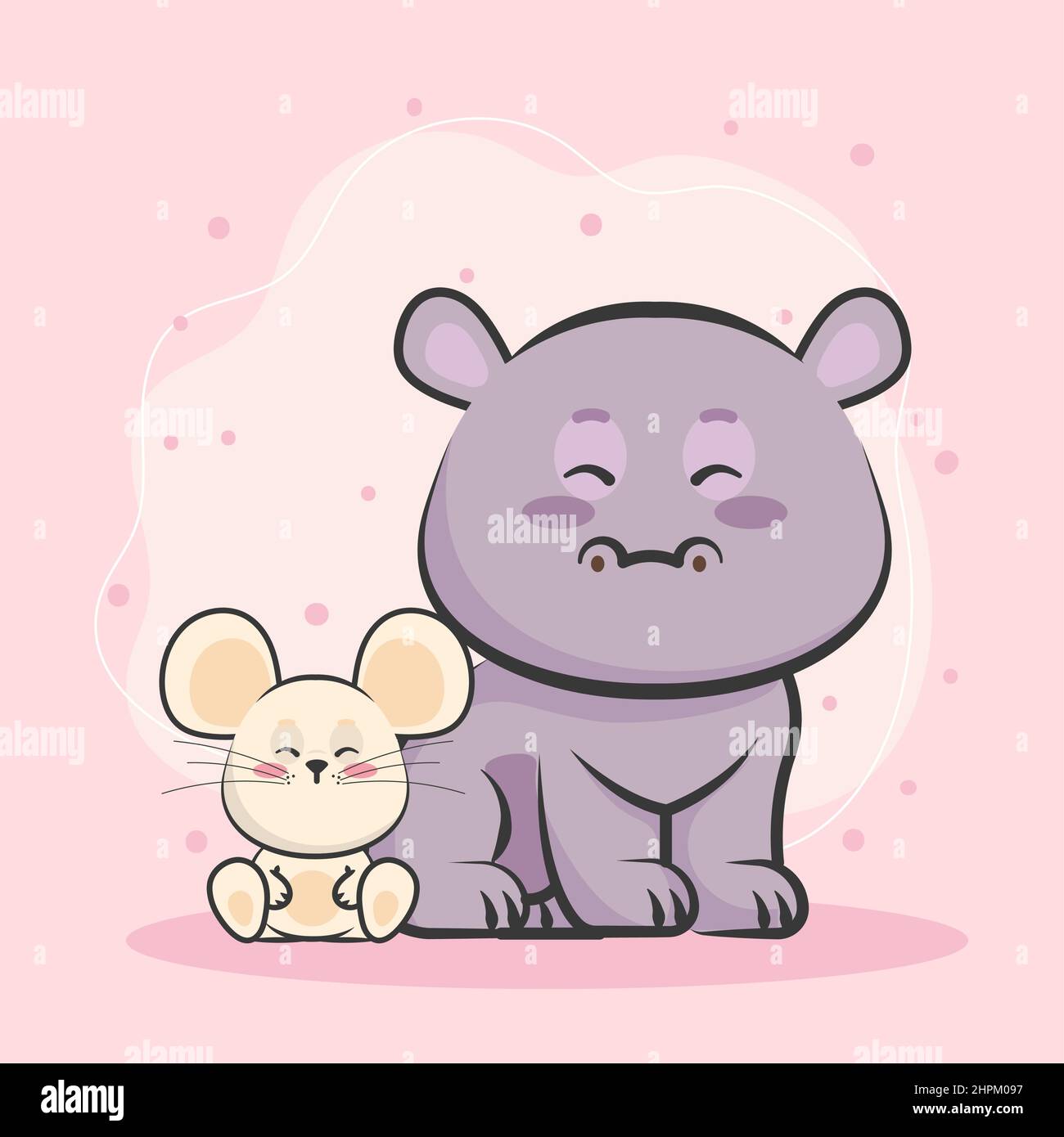 kawaii hippo and mouse Stock Vector Image & Art - Alamy