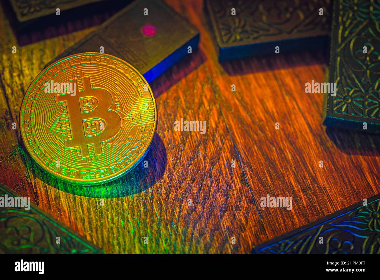 Bitcoin coin on a CD - DVD, background for design Stock Photo - Alamy