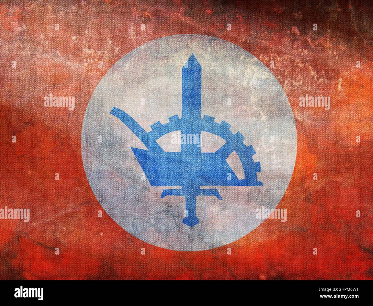 Top view of retro flag Verdinaso, Belgium with grunge texture. Belgian ...