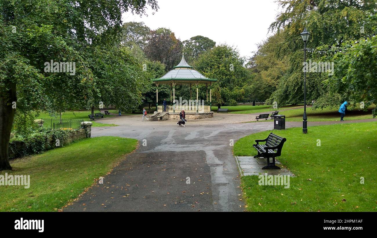HEXHAM. NORTHUMBERLAND. ENGLAND. 09-22-19. Hexham Park and the band ...