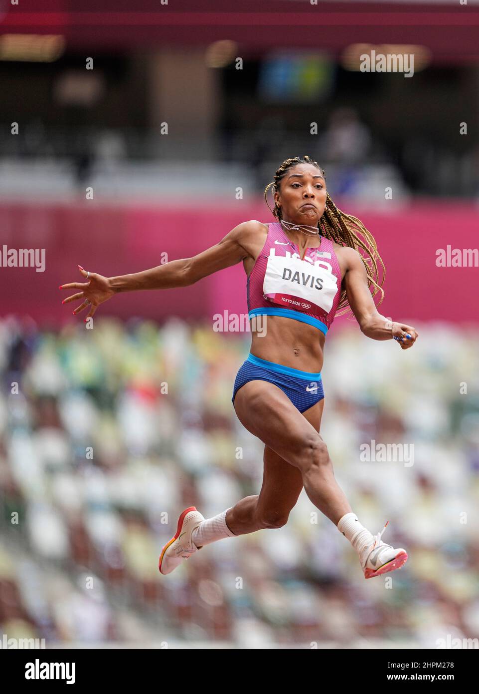 Tara Davis participating in the Tokyo 2020 Olympic Games in the long ...