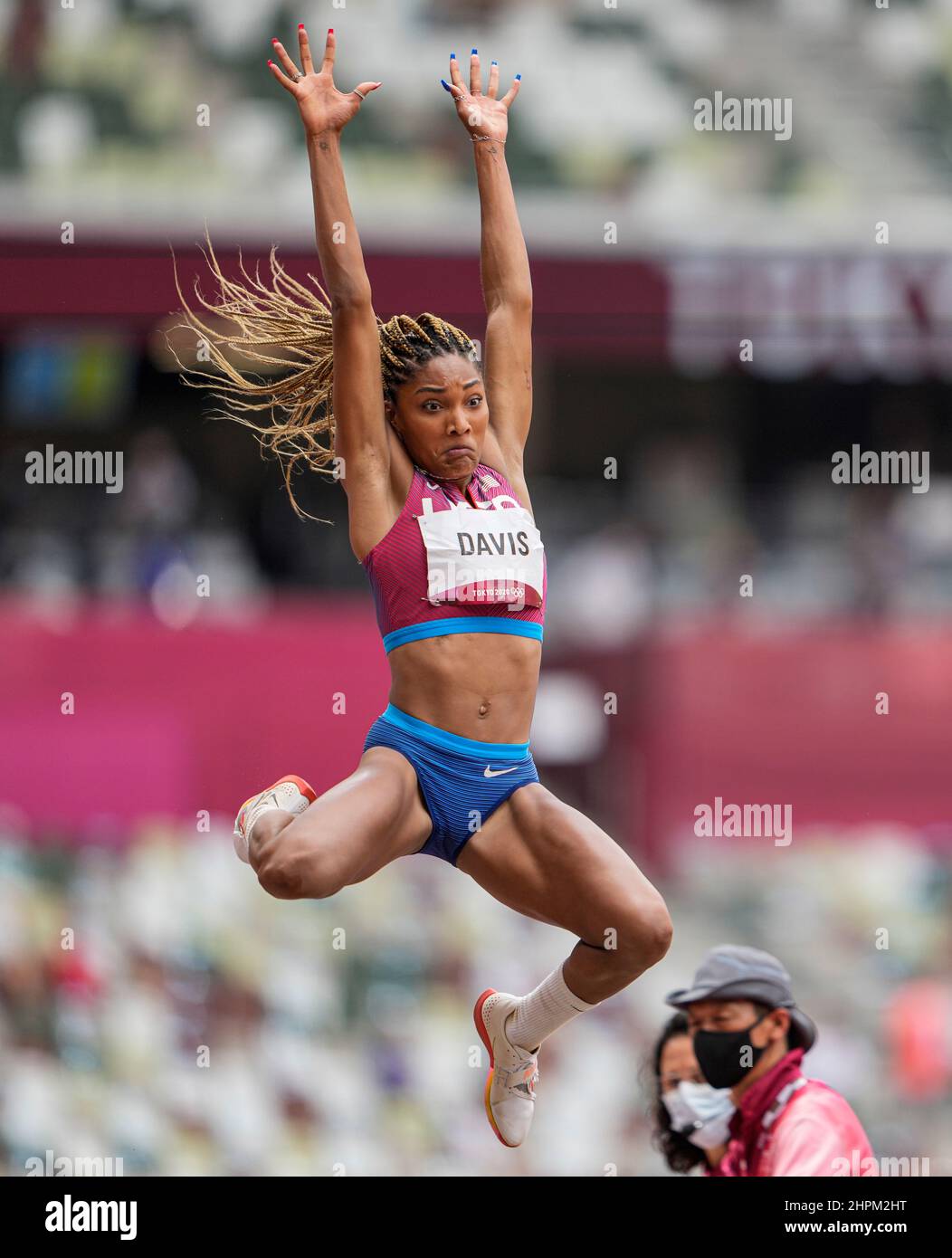Tara Davis participating in the Tokyo 2020 Olympic Games in the long ...