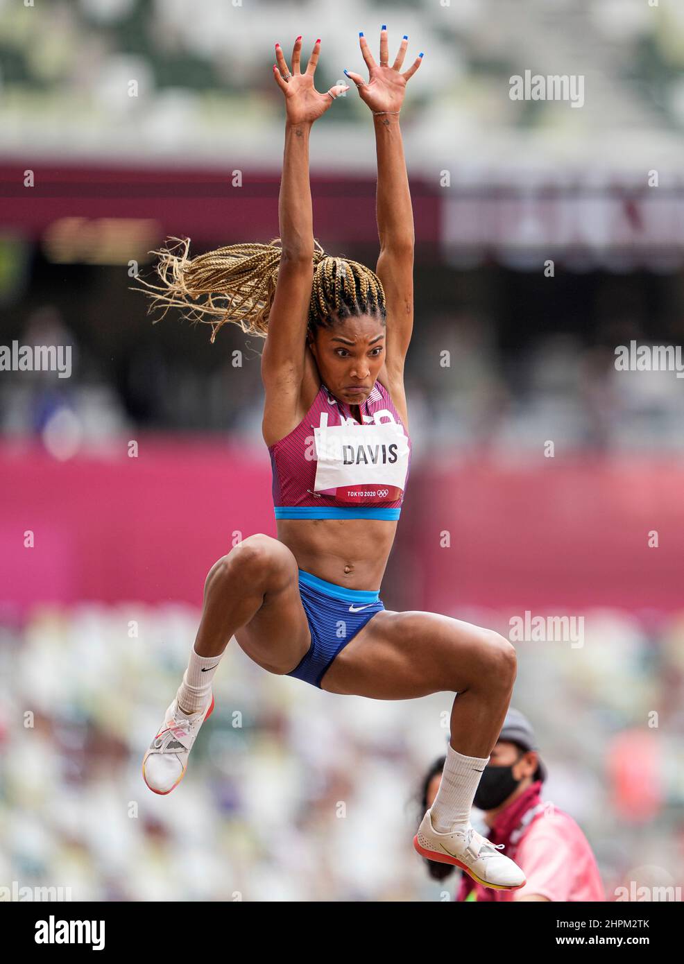 Tara Davis participating in the Tokyo 2020 Olympic Games in the long ...