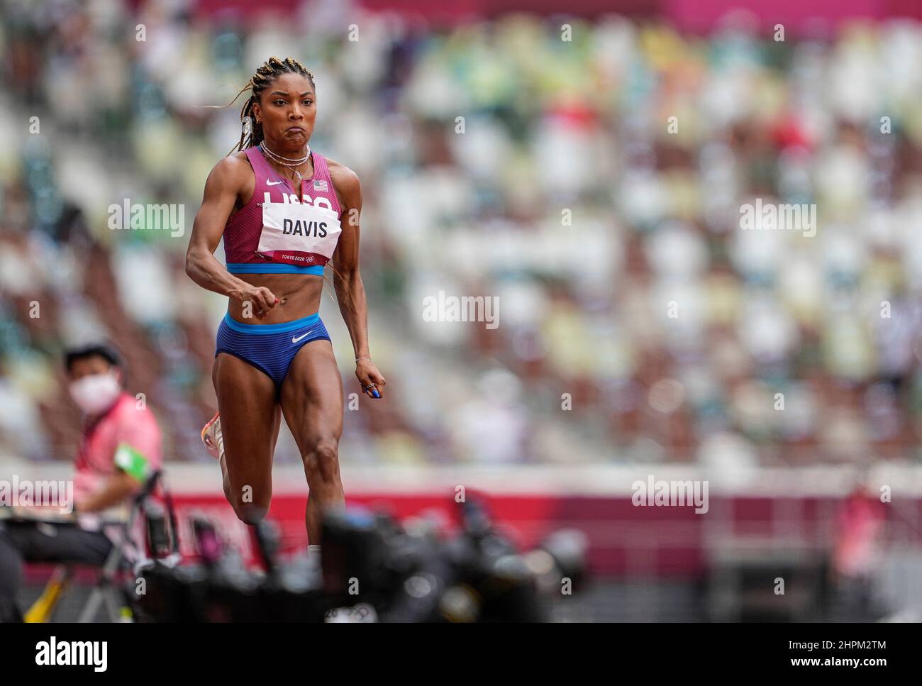Tara Davis participating in the Tokyo 2020 Olympic Games in the long ...