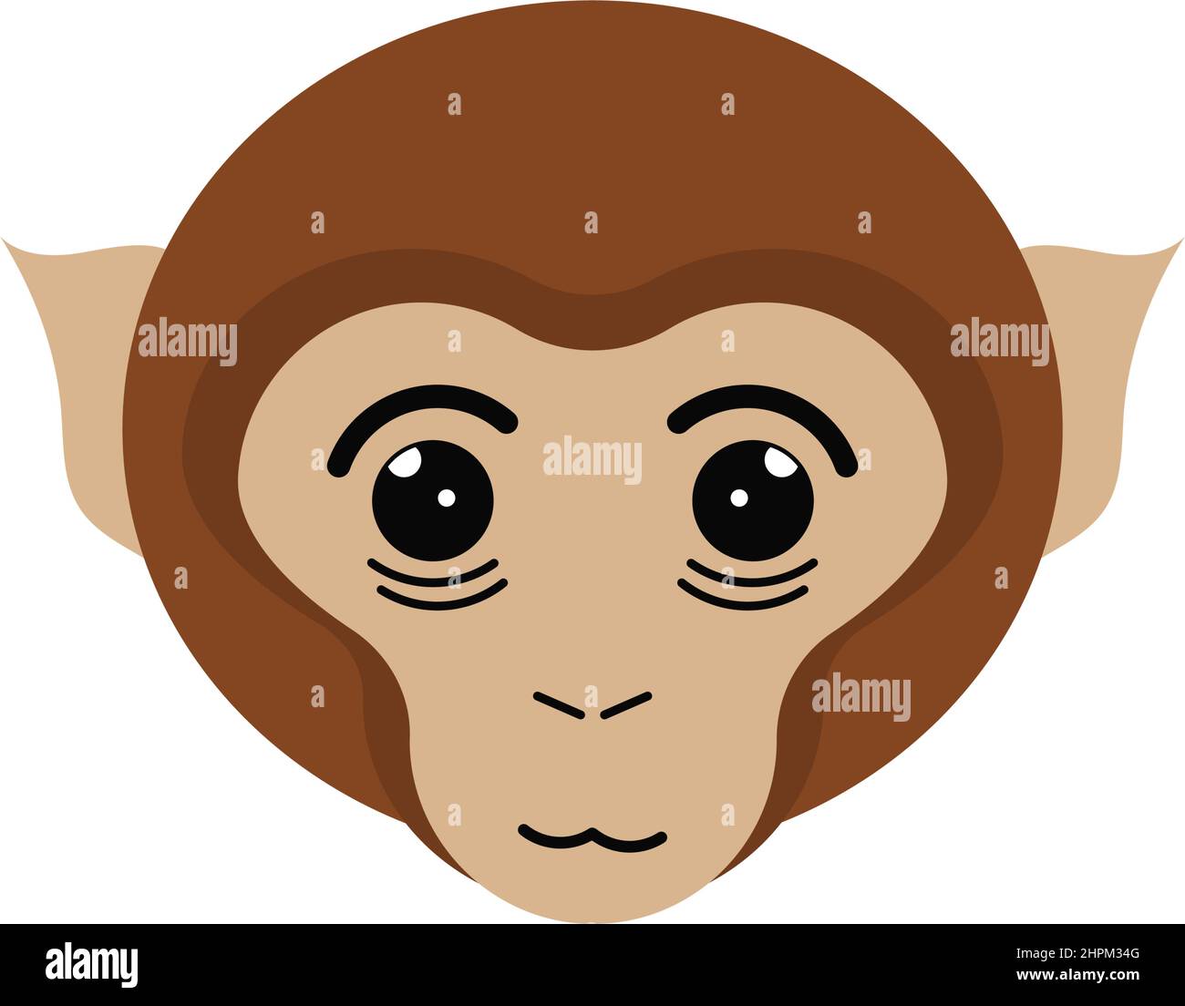 Monkey head. Cute wild animals, characters portrait isolated on white ...