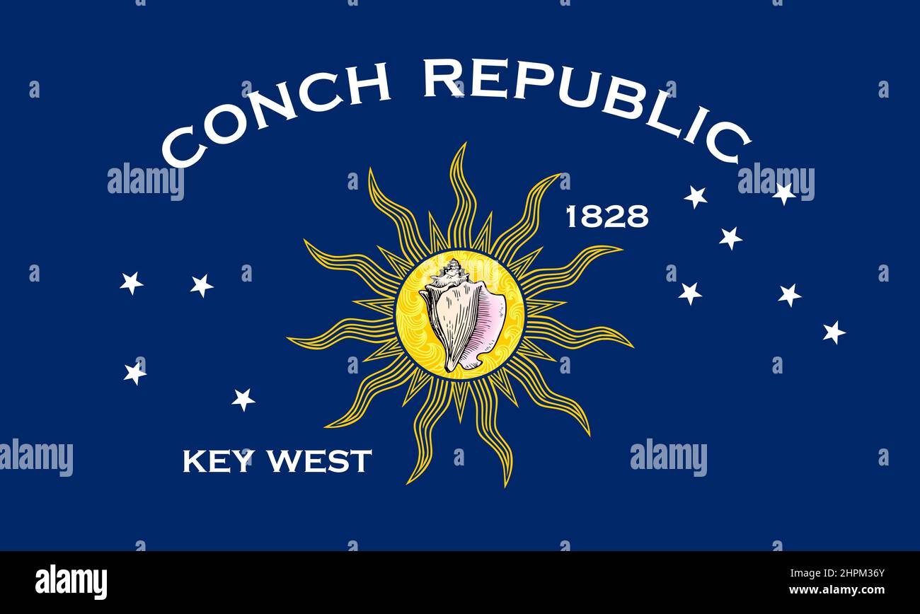 Top view of flag Key West, Florida, untied states of America. USA ...