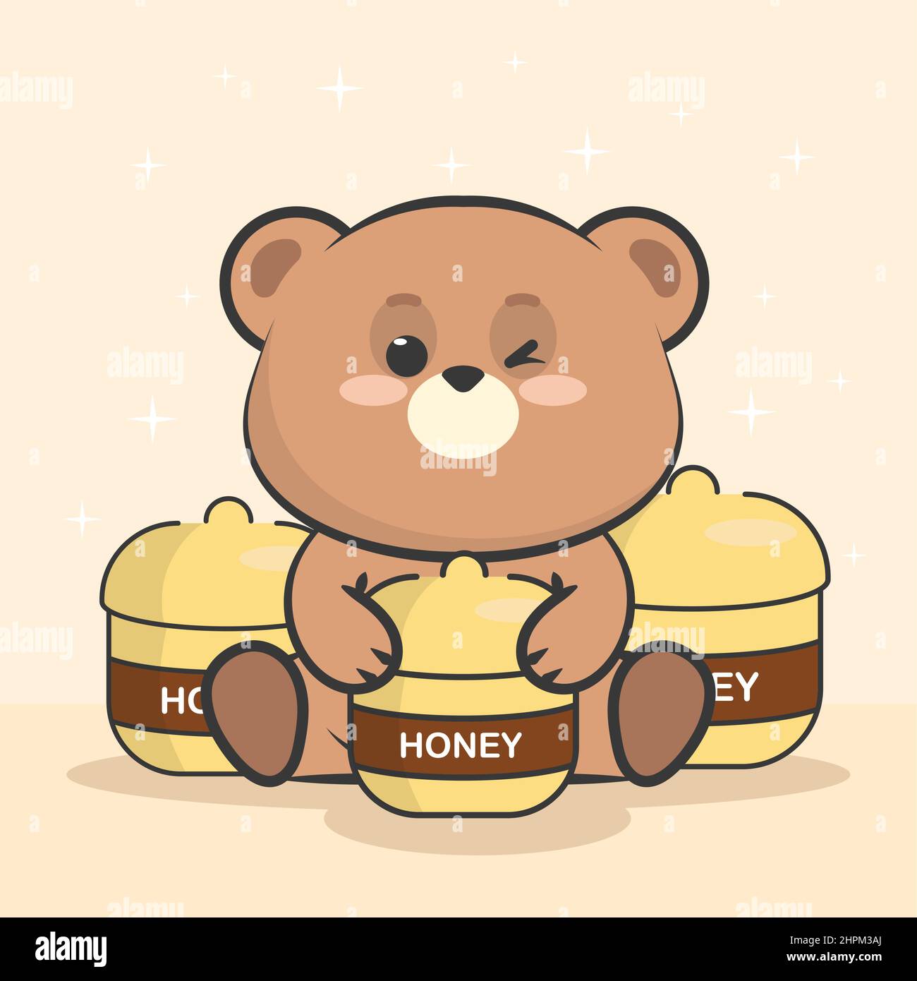kawaii bear and honey Stock Vector Image & Art - Alamy
