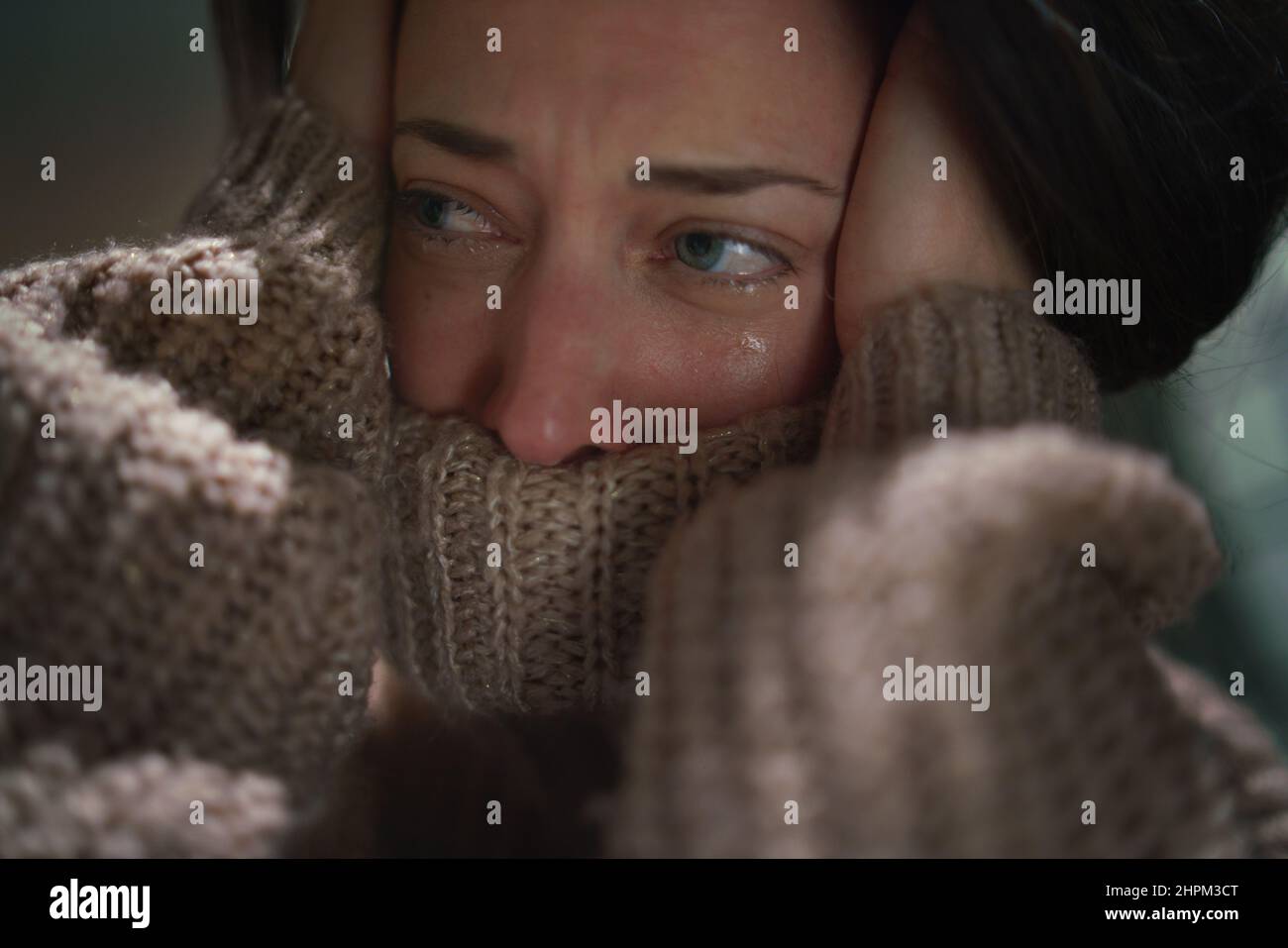 Close up woman crying in hi-res stock photography and images - Alamy