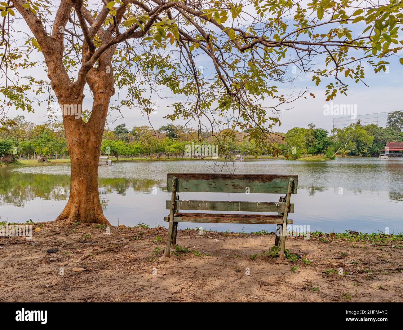 Park Bench with a La Stock Photo - Alamy