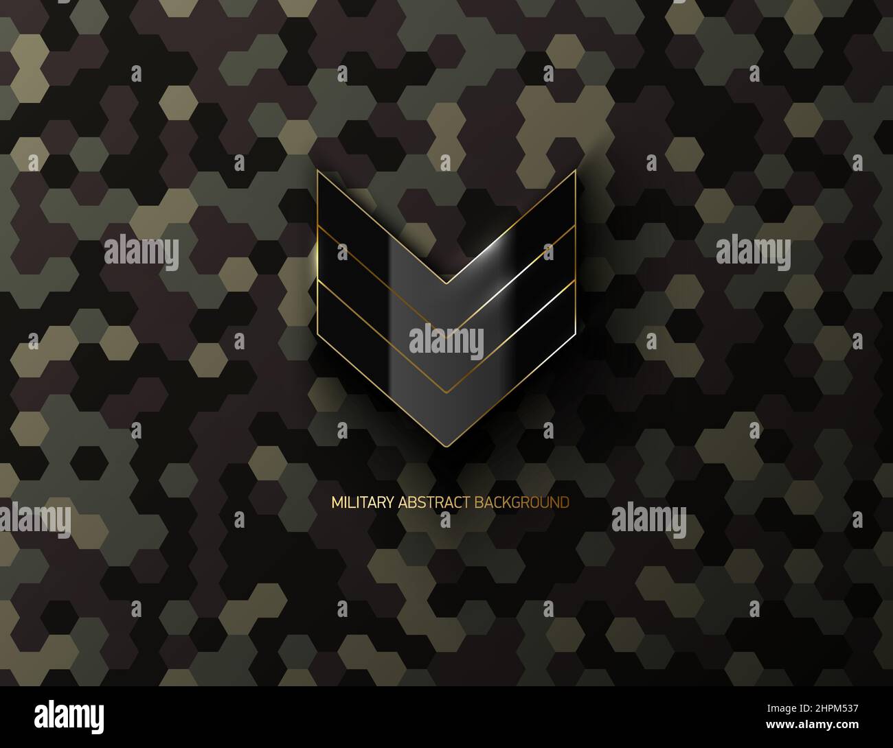 Military black glossy sergeant rank sign on hex pixel camouflage ...