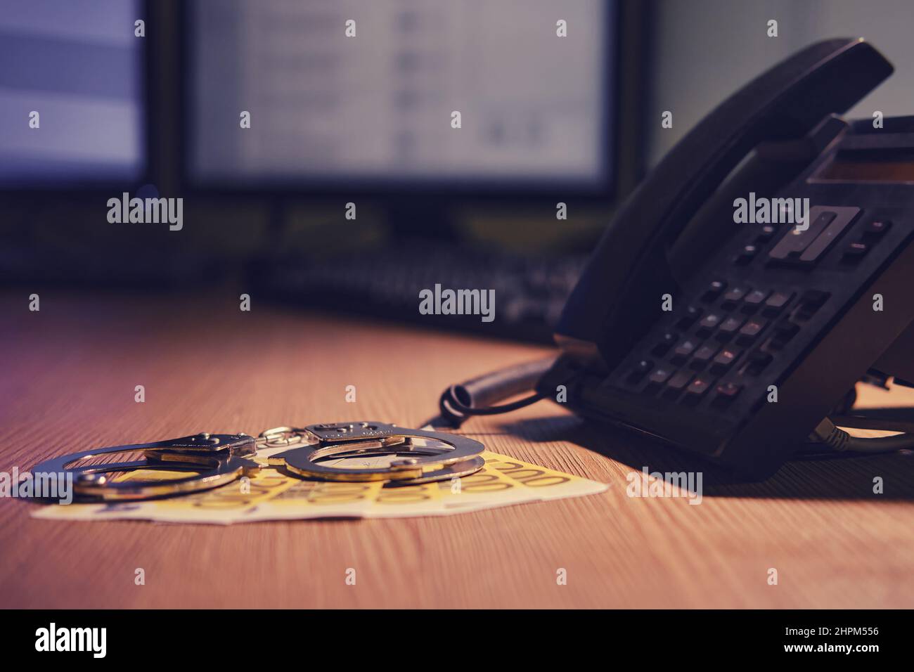 Handcuffs night police office hi-res stock photography and images - Alamy