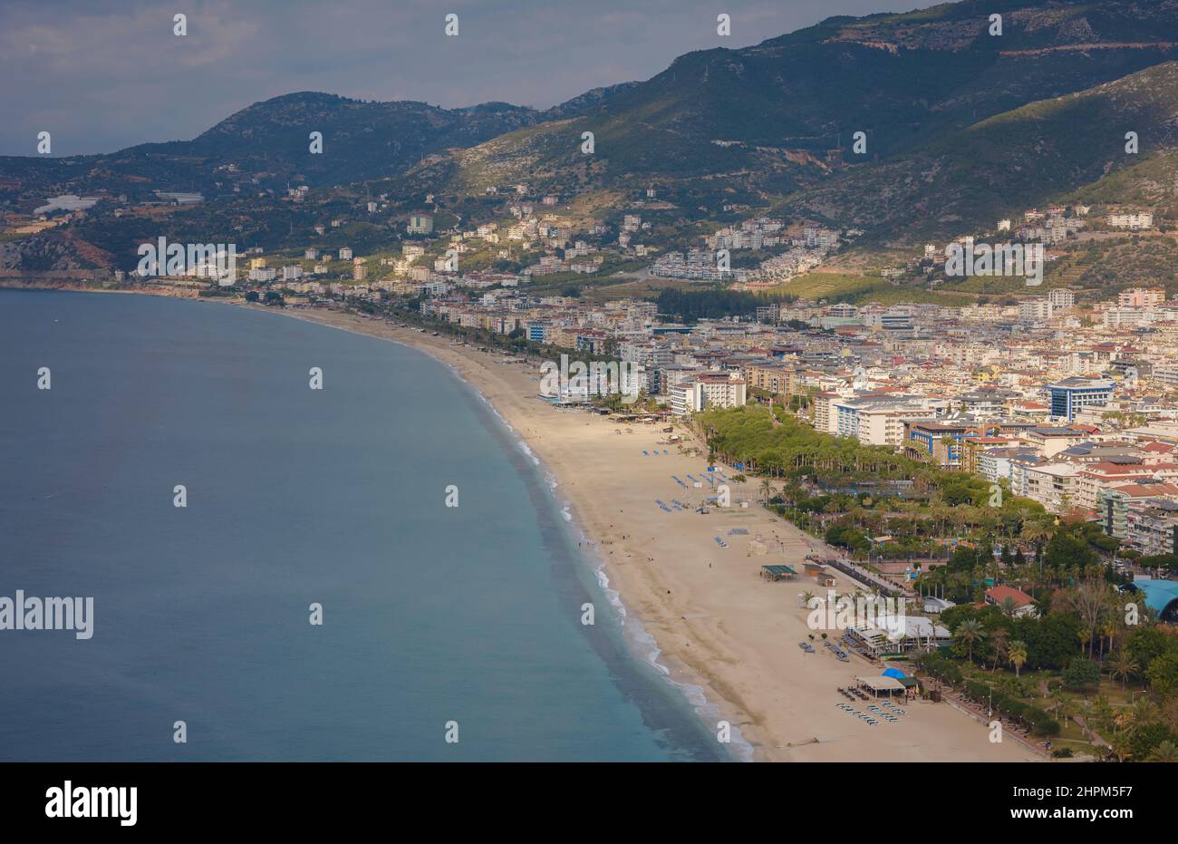Alanya, turkey, winter walk by mediterranean sea. Ariel view of Alanya ...