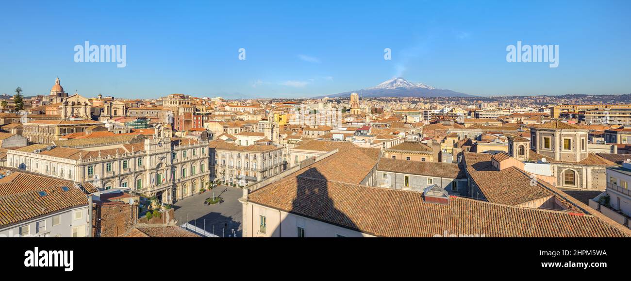 Panoramic skyline of Catania city center from Saint Agatha church ...