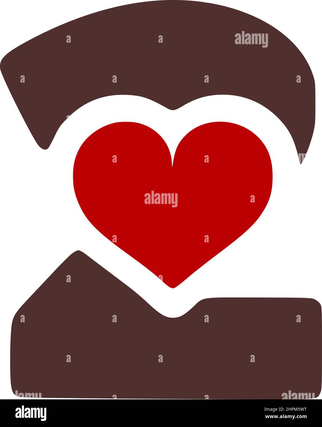 Number 2 with heart symbol doodle icon on white background Stock Vector ...